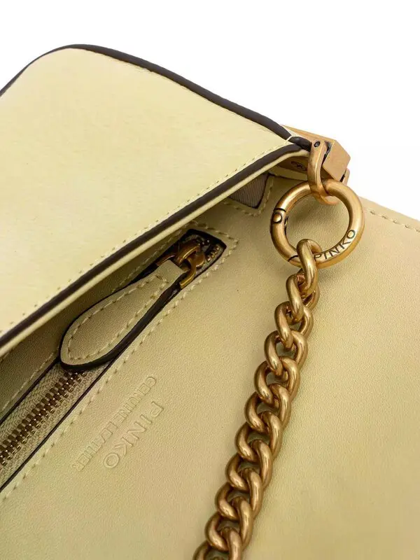 Pinko Love Birds Leather Mini Crossbody Bag - Yellow
