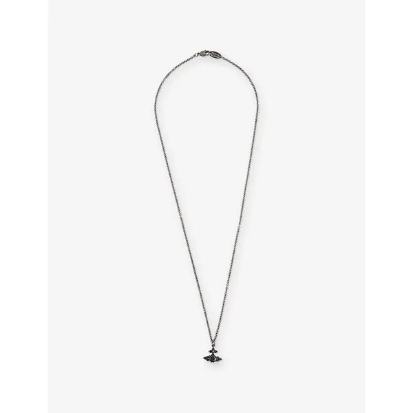 VIVIENNE WESTWOOD Feodorita Brass Pendant Necklace - Ruthenium / Black Cz