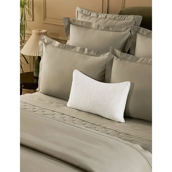 YVES DELORME Triomphe Cotton-sateen Oxford Pillowcase 50cm X 75cm - Kaki