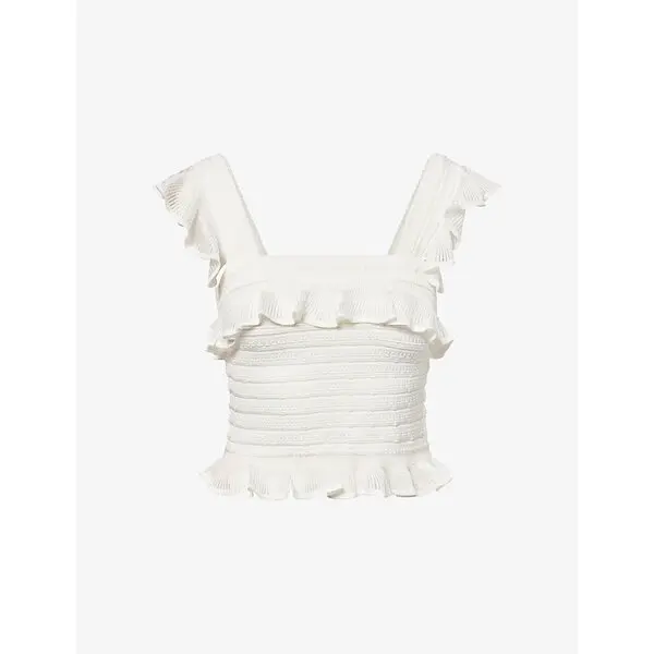Zimmermann Luna Lace Frill Knitted Cami Top - Ivory