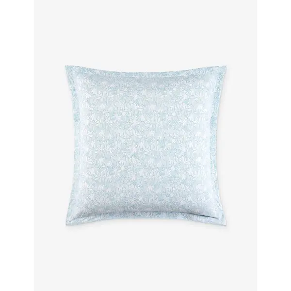 YVES DELORME Capri Floral-print Cotton-sateen Oxford Pillowcase 65cm X 65cm - Aqua