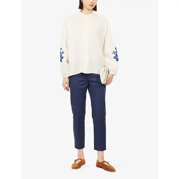 Max Mara Cropped Cigarette Slim-fit Trousers - Navy