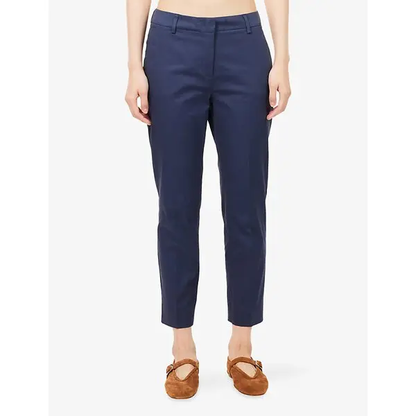 Max Mara Cropped Cigarette Slim-fit Trousers - Navy