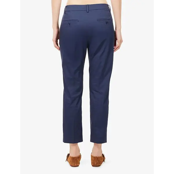 Max Mara Cropped Cigarette Slim-fit Trousers - Navy