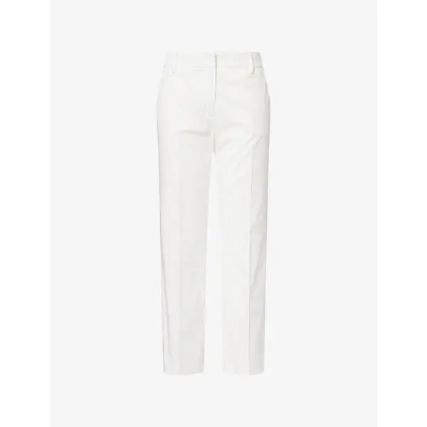 Max Mara Cropped Cigarette Slim-fit Cotton Trousers - White