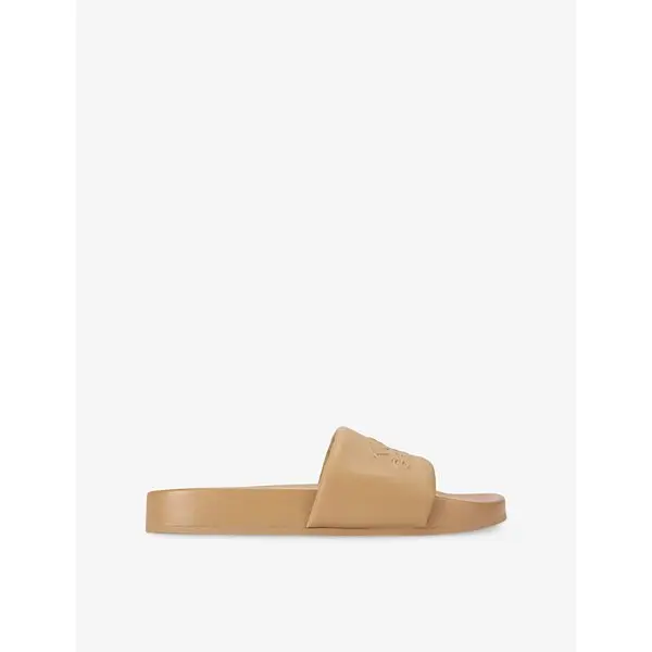 Kurt Geiger Stacked Faux-leather Slides - Beige