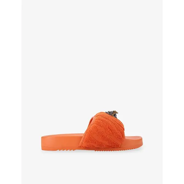 Kurt Geiger Eagle Puff Fabric Slides - Orange
