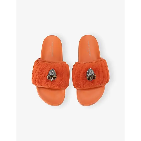 Kurt Geiger Eagle Puff Fabric Slides - Orange