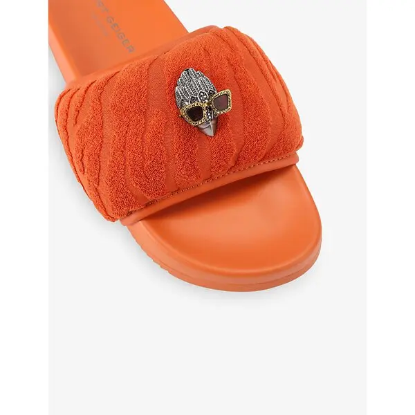 Kurt Geiger Eagle Puff Fabric Slides - Orange