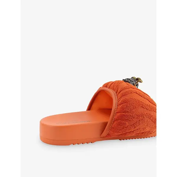 Kurt Geiger Eagle Puff Fabric Slides - Orange