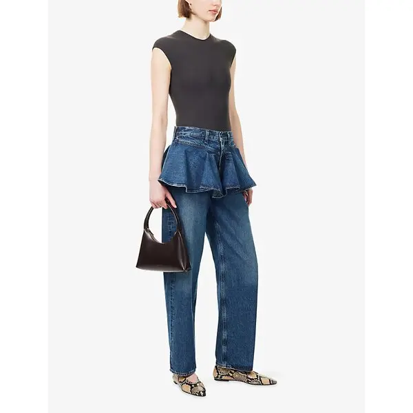 AGOLDE Agata Short-sleeve Stretch-jersey Bodysuit - Carob