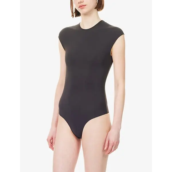 AGOLDE Agata Short-sleeve Stretch-jersey Bodysuit - Carob