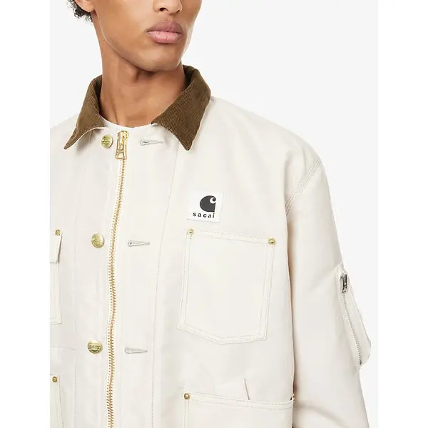 Sacai X Carhartt Wip Logo-patch Canvas Jacket - Ivory