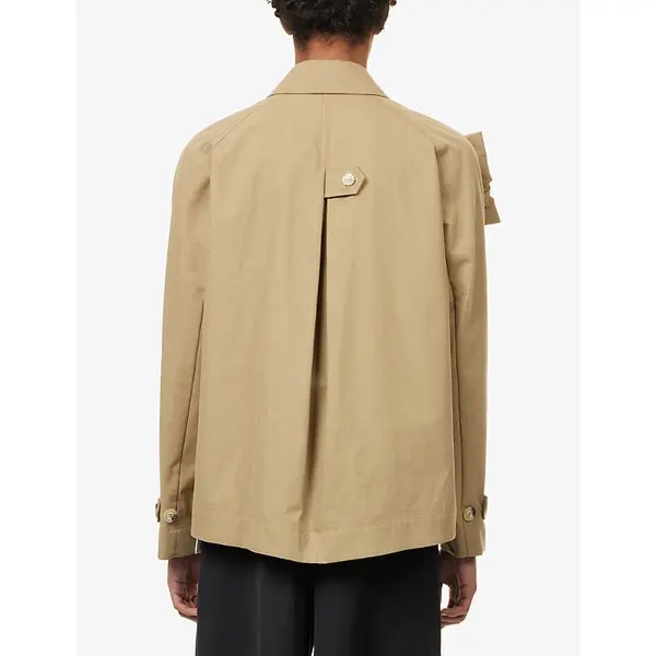 Simone Rocha Gathered Flower Sash Asymmetric Cotton-blend Jacket - Khaki