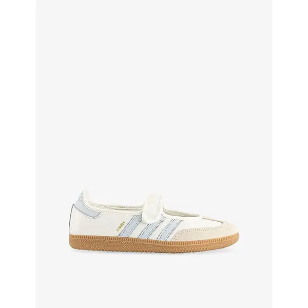 Adidas Samba Jane Leather Trainers - Cloud White Gum Halo Blu