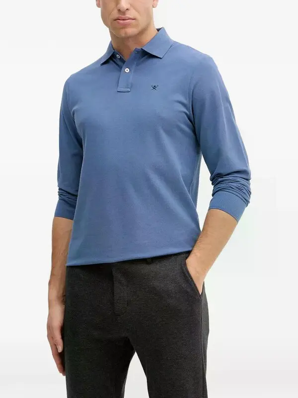 HACKETT Long-sleeved Logo-embroidered Polo Shirt