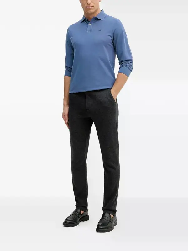 HACKETT Long-sleeved Logo-embroidered Polo Shirt