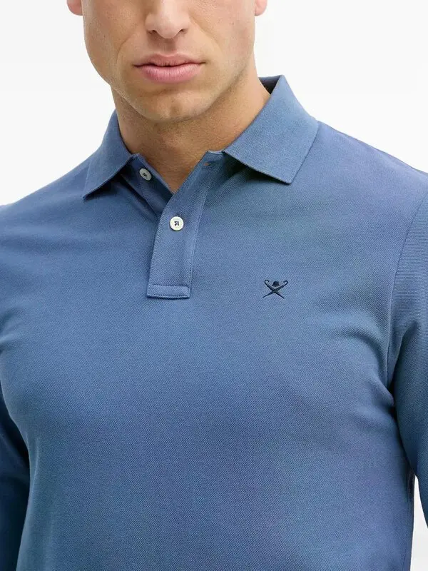 HACKETT Long-sleeved Logo-embroidered Polo Shirt