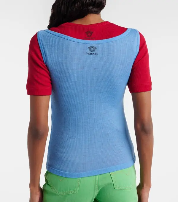 Versace Medusa Virgin Wool Tank Top - Blue