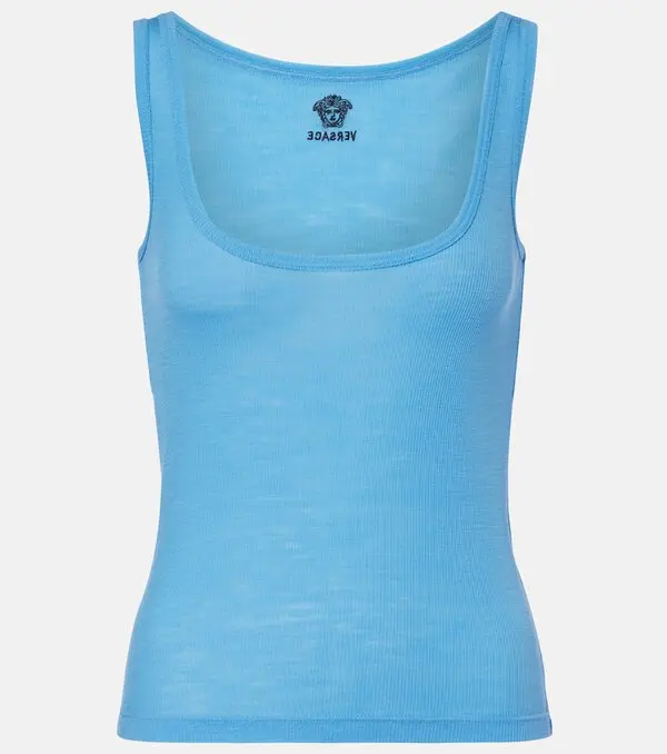 Versace Medusa Virgin Wool Tank Top - Blue