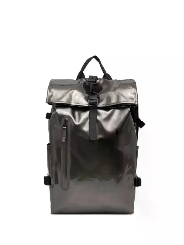 Rains Glossy Roll-top Backpack - Silver