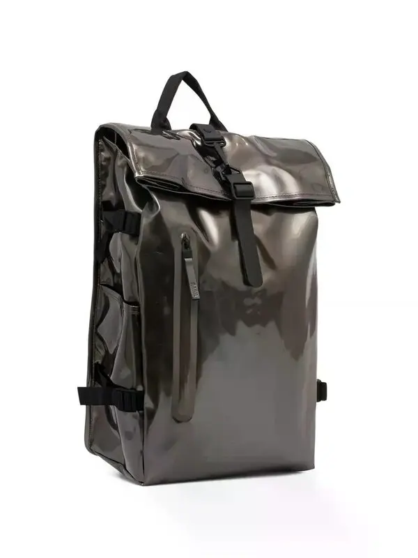 Rains Glossy Roll-top Backpack - Silver