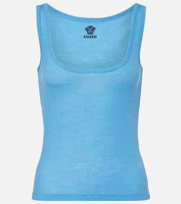 Versace Medusa Virgin Wool Tank Top - Blue