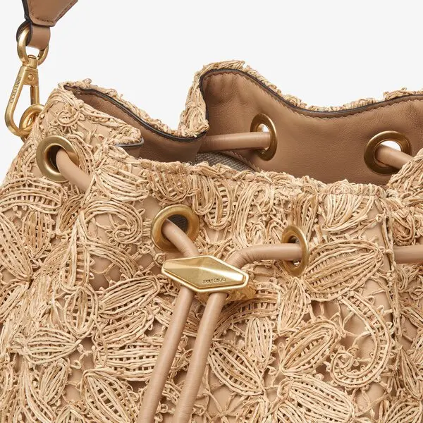 JIMMY CHOO Cinch Medium Raffia Shoulder Bag - Neutral