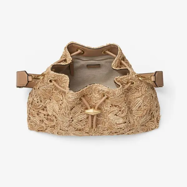 JIMMY CHOO Cinch Medium Raffia Shoulder Bag - Neutral