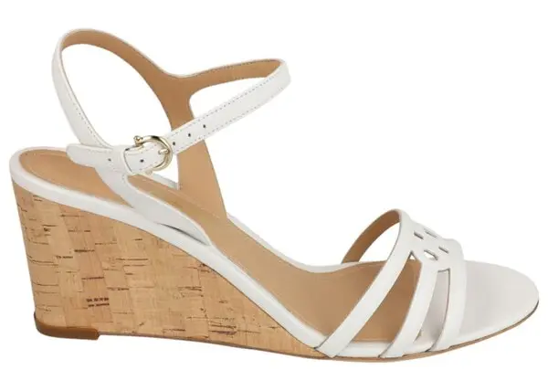 FERRAGAMO Fieri Leather Wedge Sandals - White