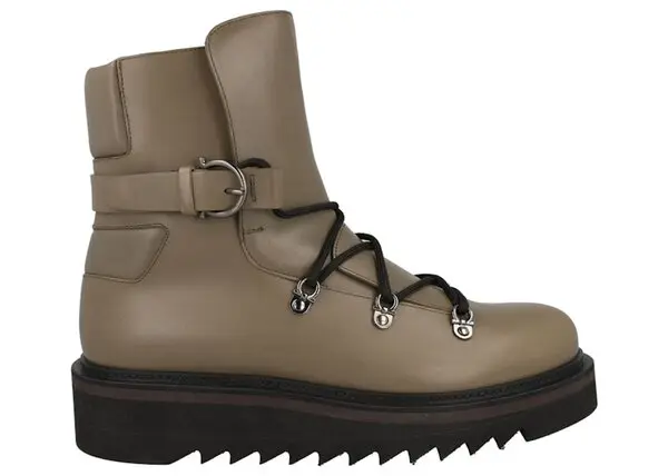 FERRAGAMO Giulio Lace-up Demi Boots - Beige