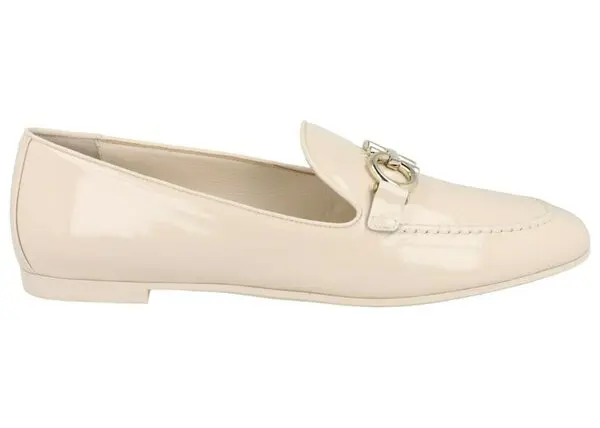 FERRAGAMO Trifoglio Patent Leather Loafers - Bone