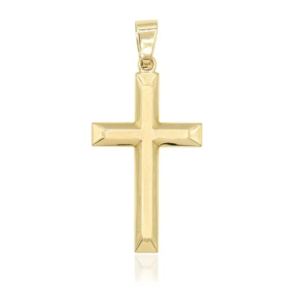 Benbridge 14k Yellow Gold Beveled Edge Cross Pendant - Yg