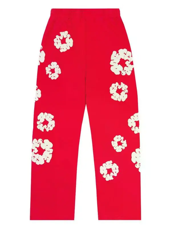 DENIM TEARS Floral Print Track Pants - Red