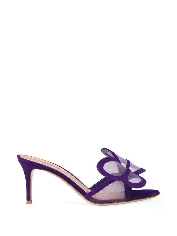 GIANVITO ROSSI Ilia Suede Mesh Mules - Purple