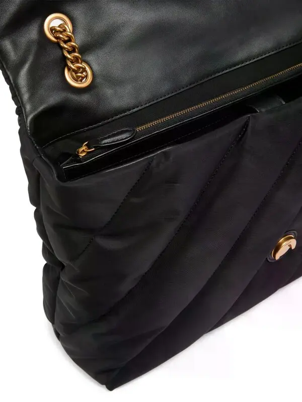 Pinko Quilted Cross Body Bag With Bird Appliqu - Black