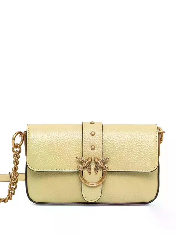 Pinko Love Birds Leather Mini Crossbody Bag - Yellow