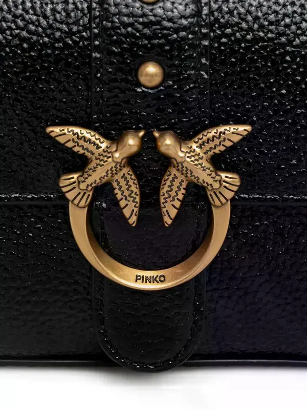 Pinko Love Birds Leather Mini Crossbody Bag - Black