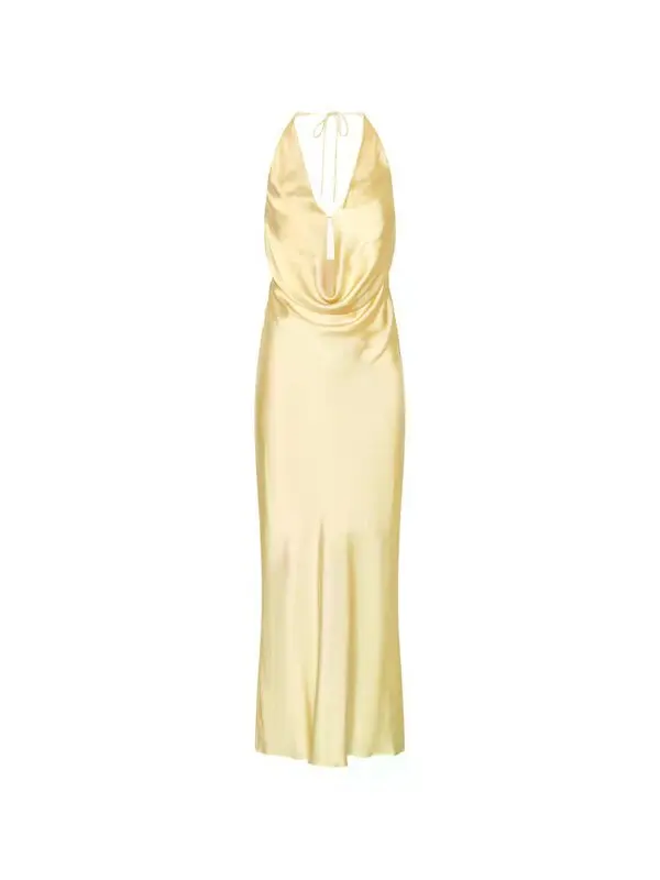ROTATE BY BIRGER CHRISTENSEN Halter Chiffon Maxi Dress - Yellow