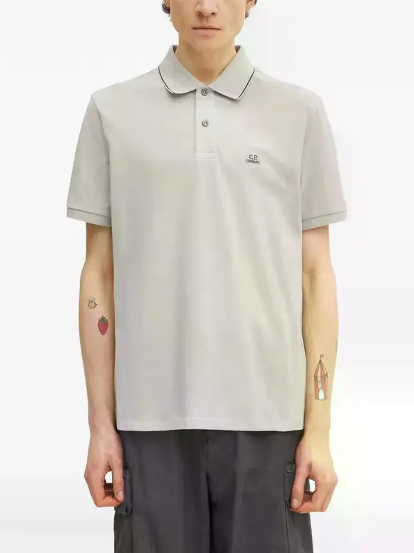C.P. COMPANY Logo-embroidered Polo Shirt - Grey