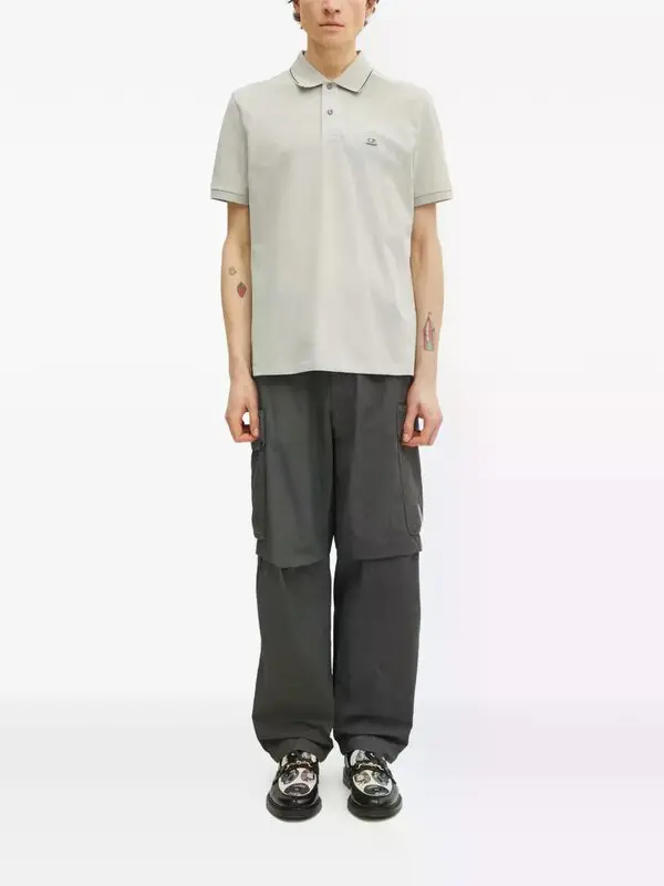 C.P. COMPANY Logo-embroidered Polo Shirt - Grey