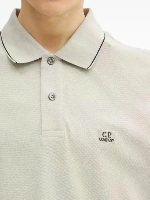 C.P. COMPANY Logo-embroidered Polo Shirt - Grey