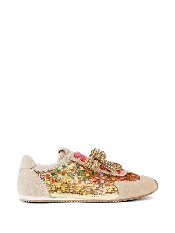 Kurt Geiger Sequin Bow Sneakers - Neutrals