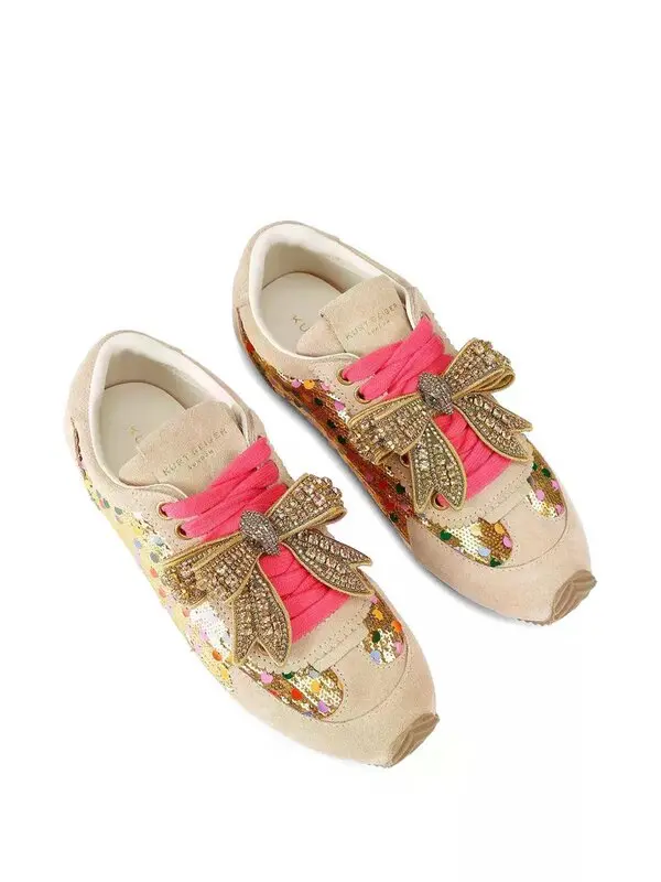 Kurt Geiger Sequin Bow Sneakers - Neutrals