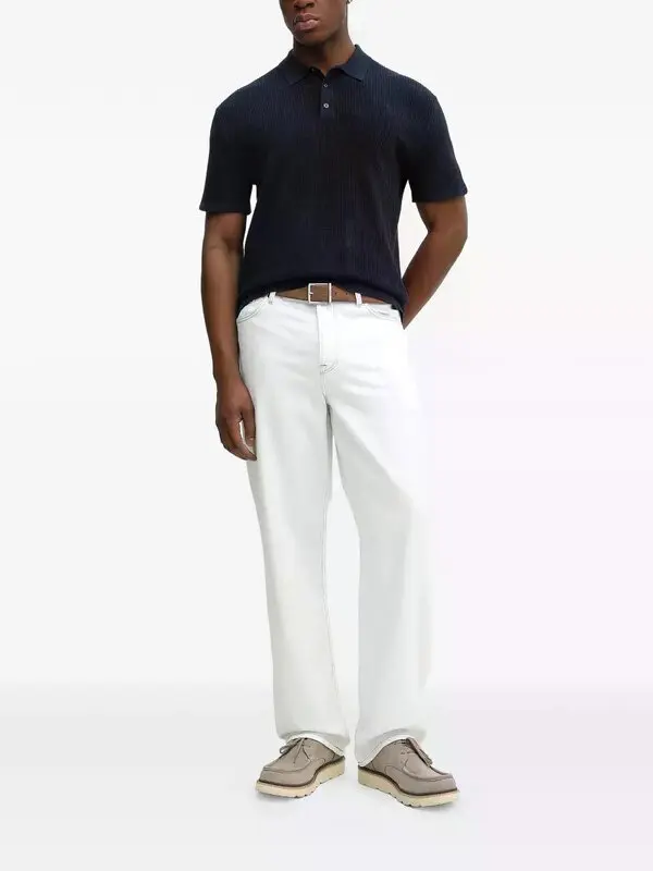 Michael Kors Ribbed-knit Polo Shirt - Blue