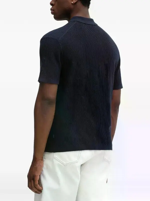 Michael Kors Ribbed-knit Polo Shirt - Blue