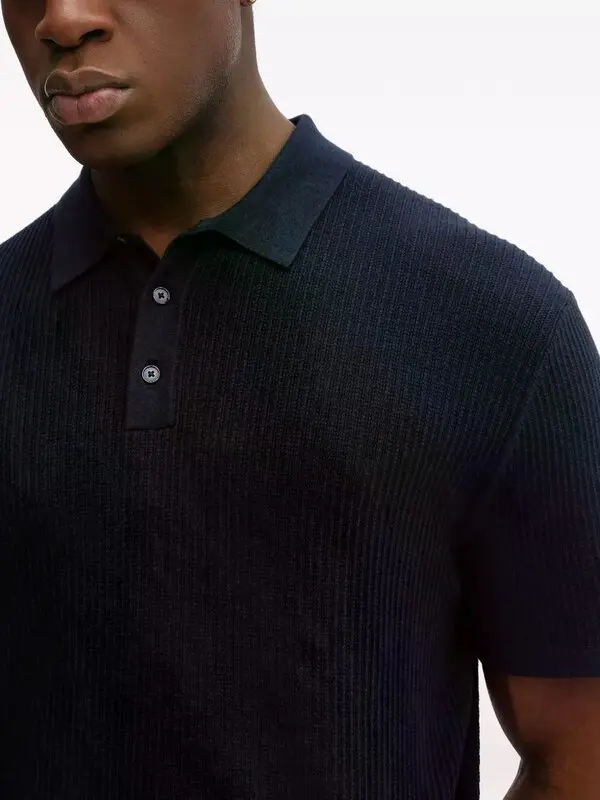 Michael Kors Ribbed-knit Polo Shirt - Blue