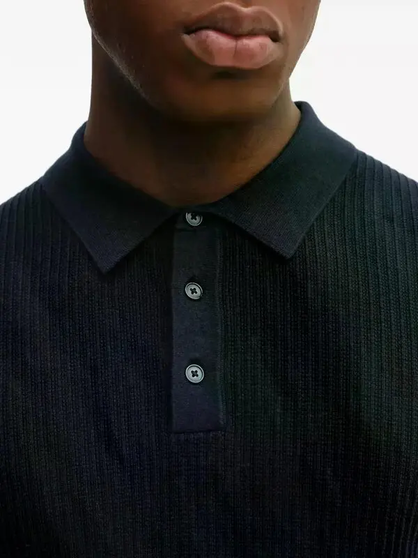 Michael Kors Ribbed-knit Polo Shirt - Blue