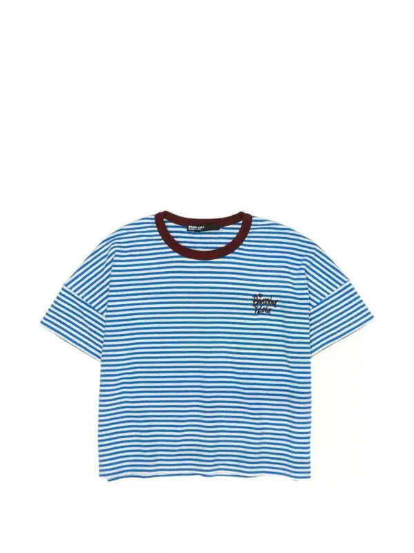 Bimba Y Lola Striped Embroidered T-shirt - Blue
