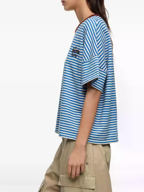Bimba Y Lola Striped Embroidered T-shirt - Blue